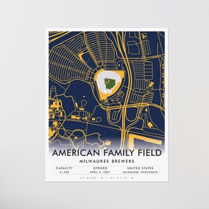 Milwaukee Brewers MLB Stadium Map American Family Field City Map ...