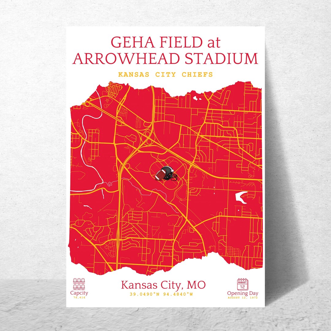 Kansas City Chiefs Map Poster Print Home Decor Chiefs Football Art 7 ...