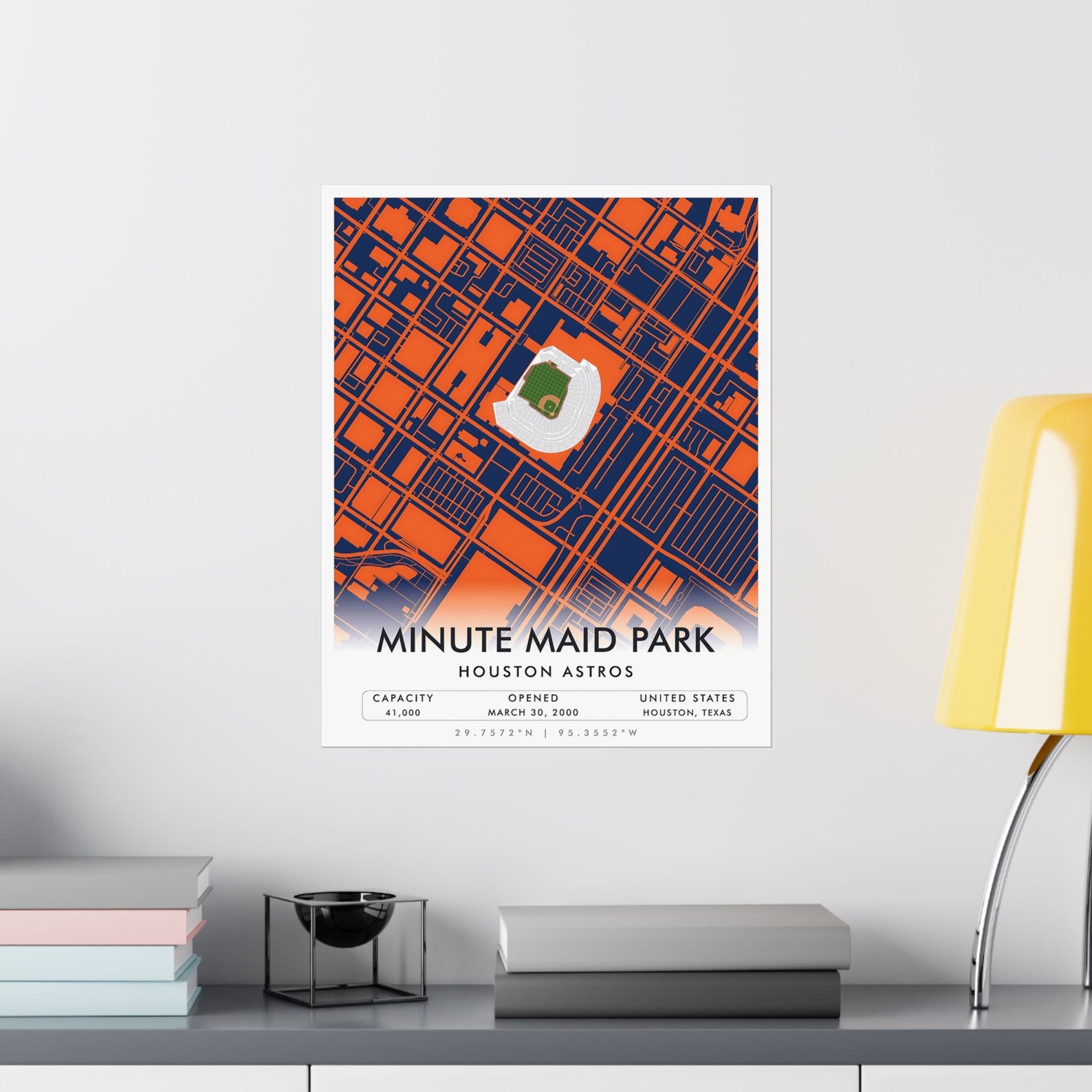 Houston Astros MLB Stadium Map Minute Maid Park City Map & Ballpark ...