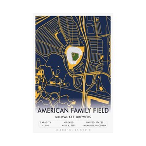 Milwaukee Brewers MLB Stadium Map American Family Field City Map ...