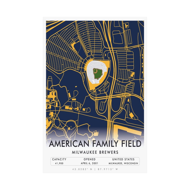 Milwaukee Brewers MLB Stadium Map American Family Field City Map ...