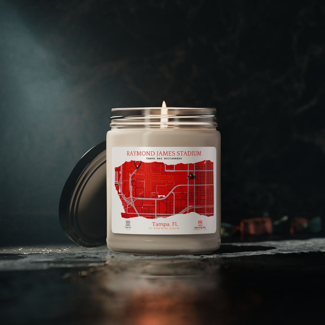 Tampa Bay Buccaneers City Map W/ Stadium Stats Scented 9oz Candle ...