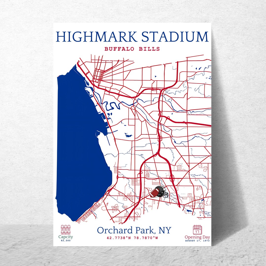 Buffalo Bills Map Poster Print Home Decor Buffalo, NY Football Art 7 ...