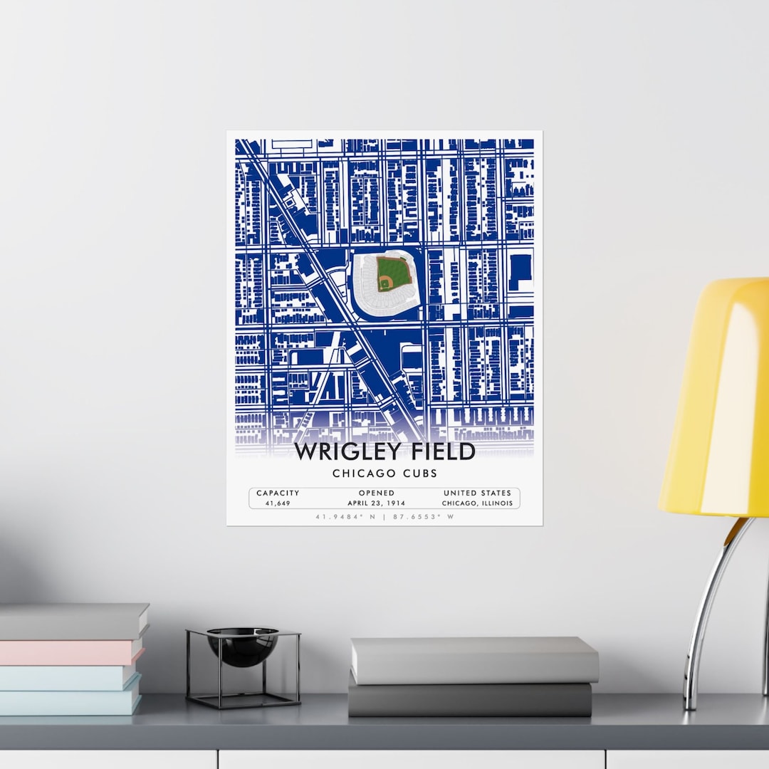 Chicago Cubs MLB Stadium Map Wrigley Field City Map & Ballpark Seating ...
