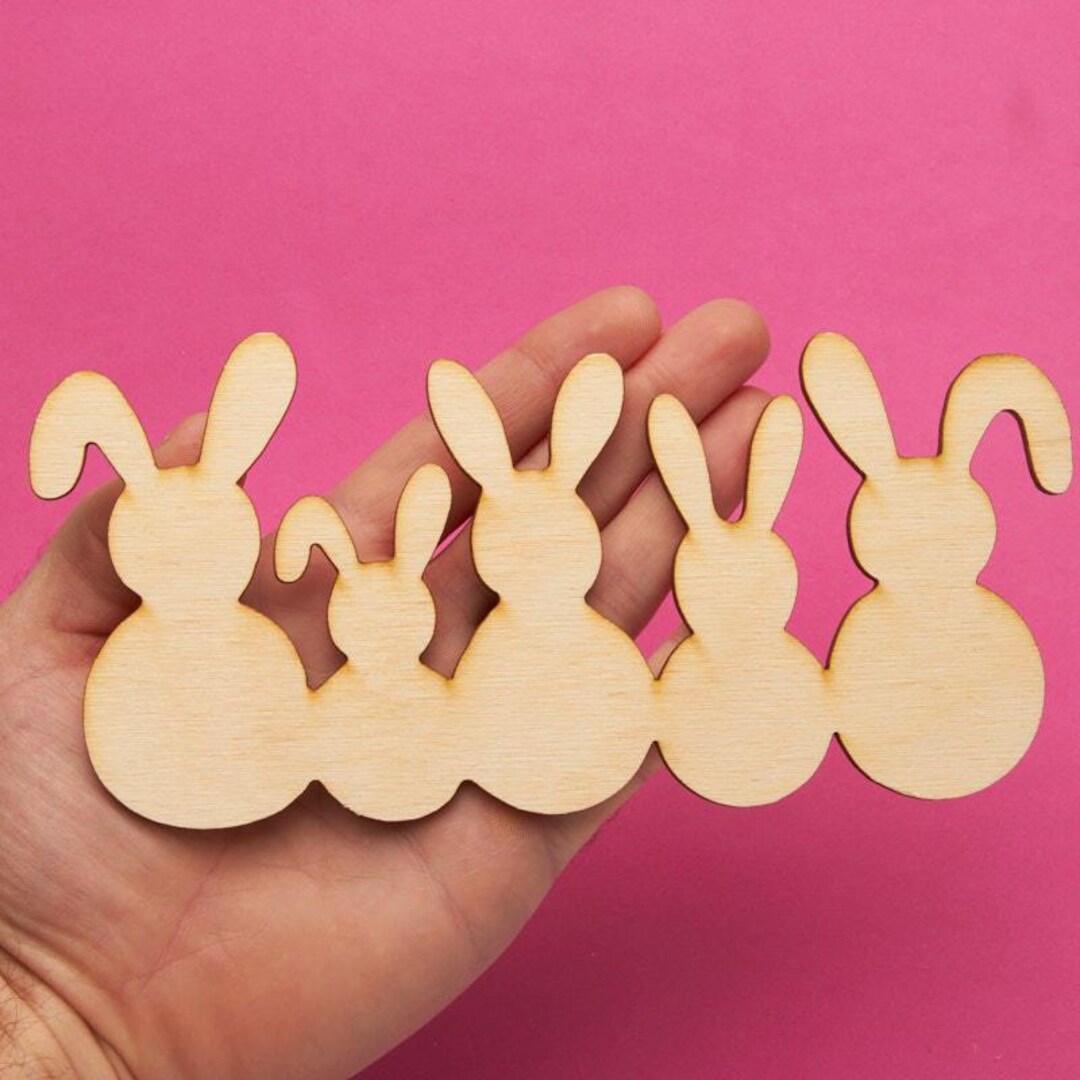 Unfinished Wood Bunny Family Cutout - Etsy