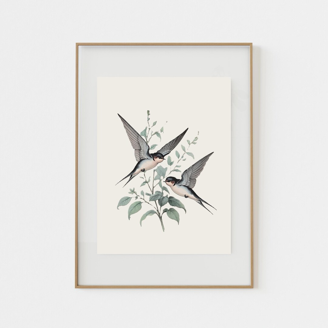 Swallows Watercolor Print, Bird Wall Art (digital Download) - Etsy