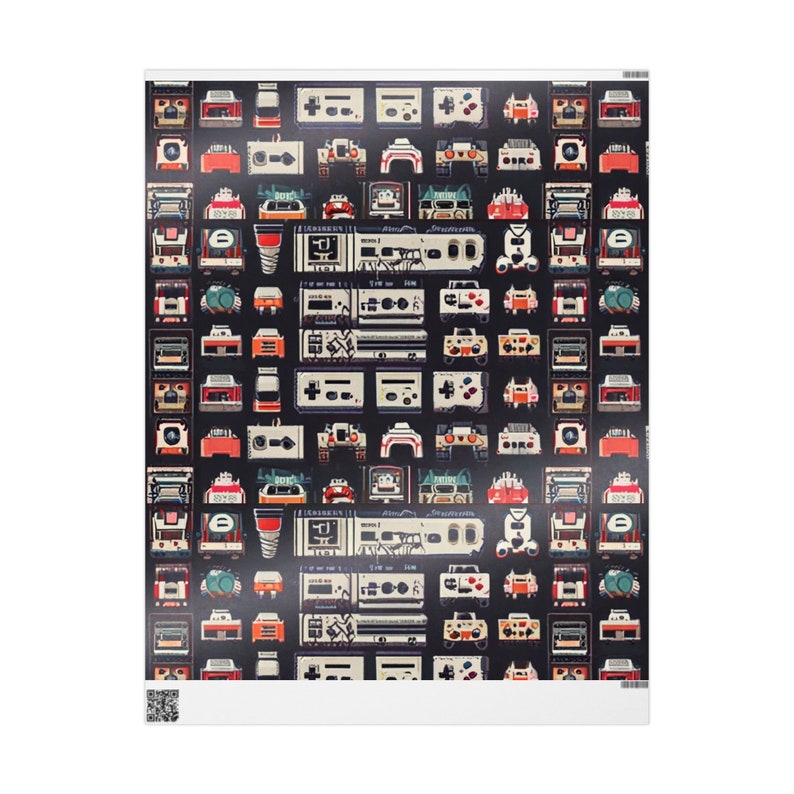 Retro Gamer Wrapping Paper, Old Tech Gift Wrap, Nerd Geek Present ...