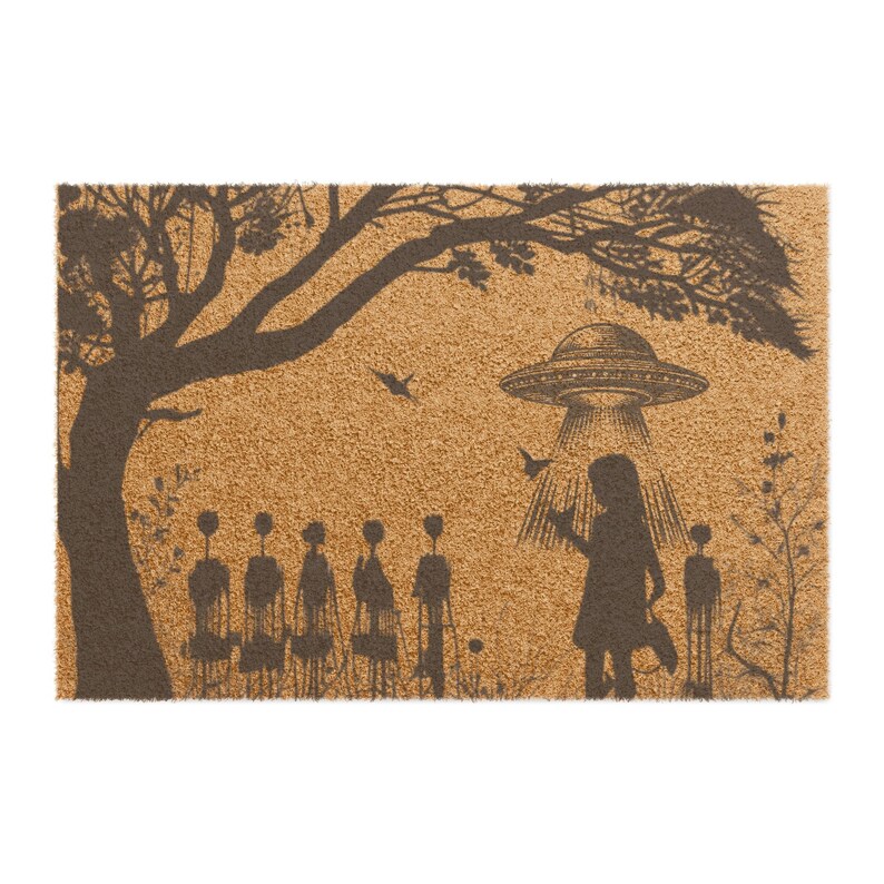 Doormat, Creepy Aliens Abducting Little Girl UFO, Halloween Door Mat ...