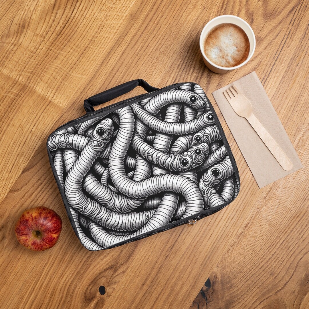 Halloween Lunch Bag, Creepy Worms, Spooky Insulated Lunch Tote for Kid ...