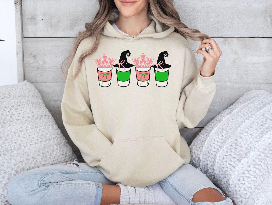 Witch Coffee Hooded Sweatshirt, Pink and Green Wicked Apparel, Wicked ...