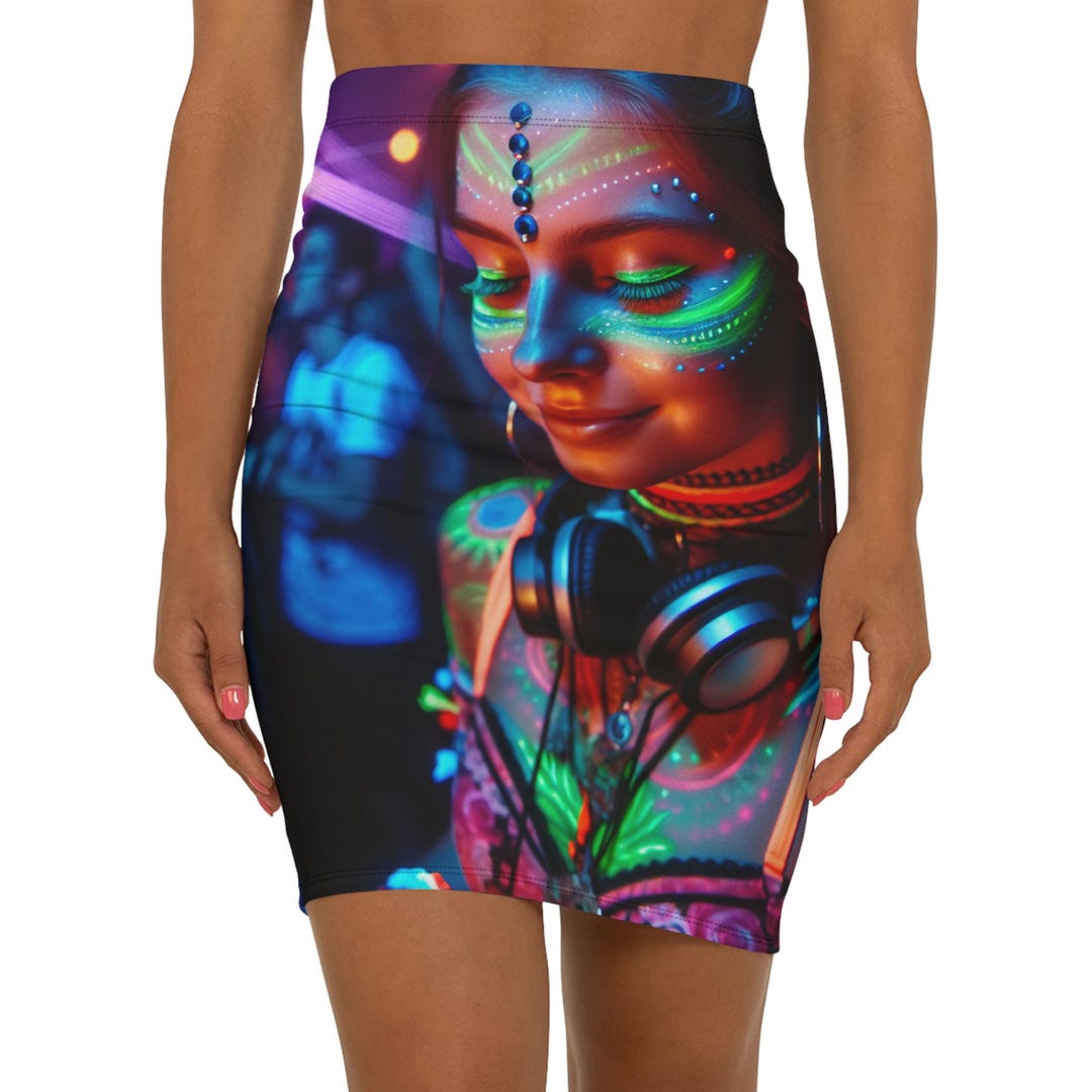 Rave Skirt, Psychedelic Nightlife Pencil Skirt, Raves Outfit, Festivals ...