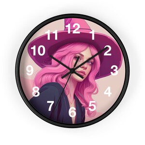 Pink Witch Wall Clock, Wicked Pink Clock, Pink Halloween Decor, Pink ...
