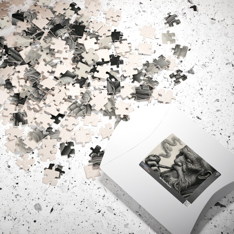 Puzzle, Old Man Smoking a Pipe, Grandparent Christmas Gift, Black and ...