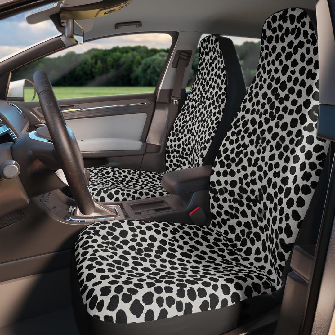 Classic Cheeta Leopard Animal Print Car Seat Covers, Gray Leopard ...
