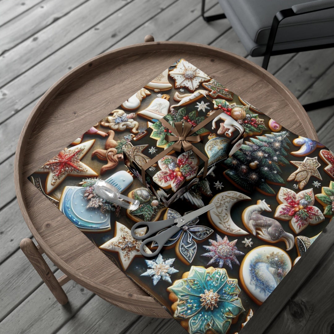Christmas Cookies Wrapping Paper, Christmas Cookies Gift Wrap, Holiday ...