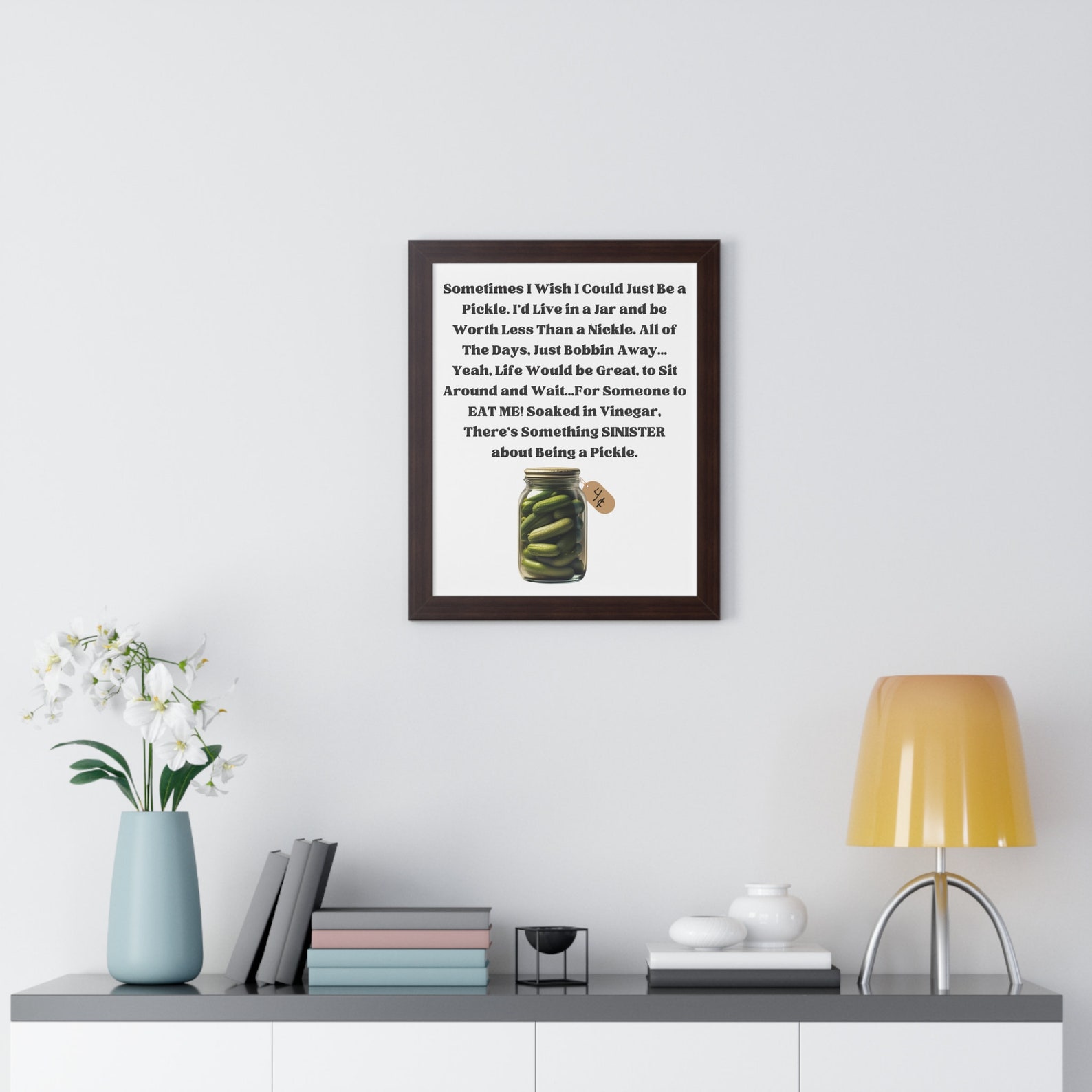 Silly Pickle Poem, Framed Vertical Poster, Funny Wall Art, Gift for ...