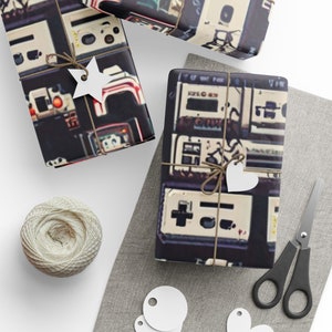Retro Gamer Wrapping Paper, Old Tech Gift Wrap, Nerd Geek Present ...