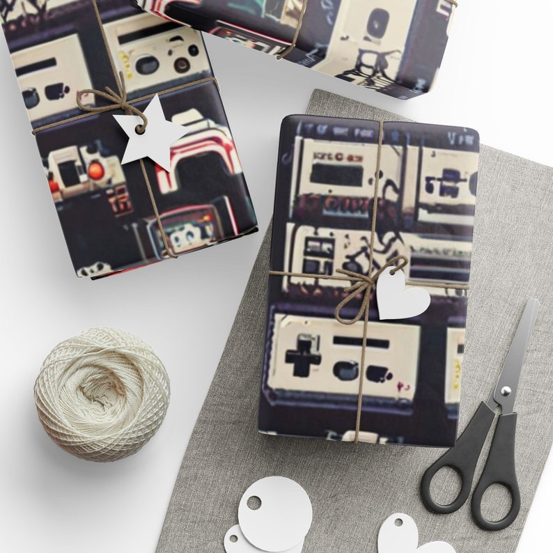 Retro Gamer Wrapping Paper, Old Tech Gift Wrap, Nerd Geek Present ...