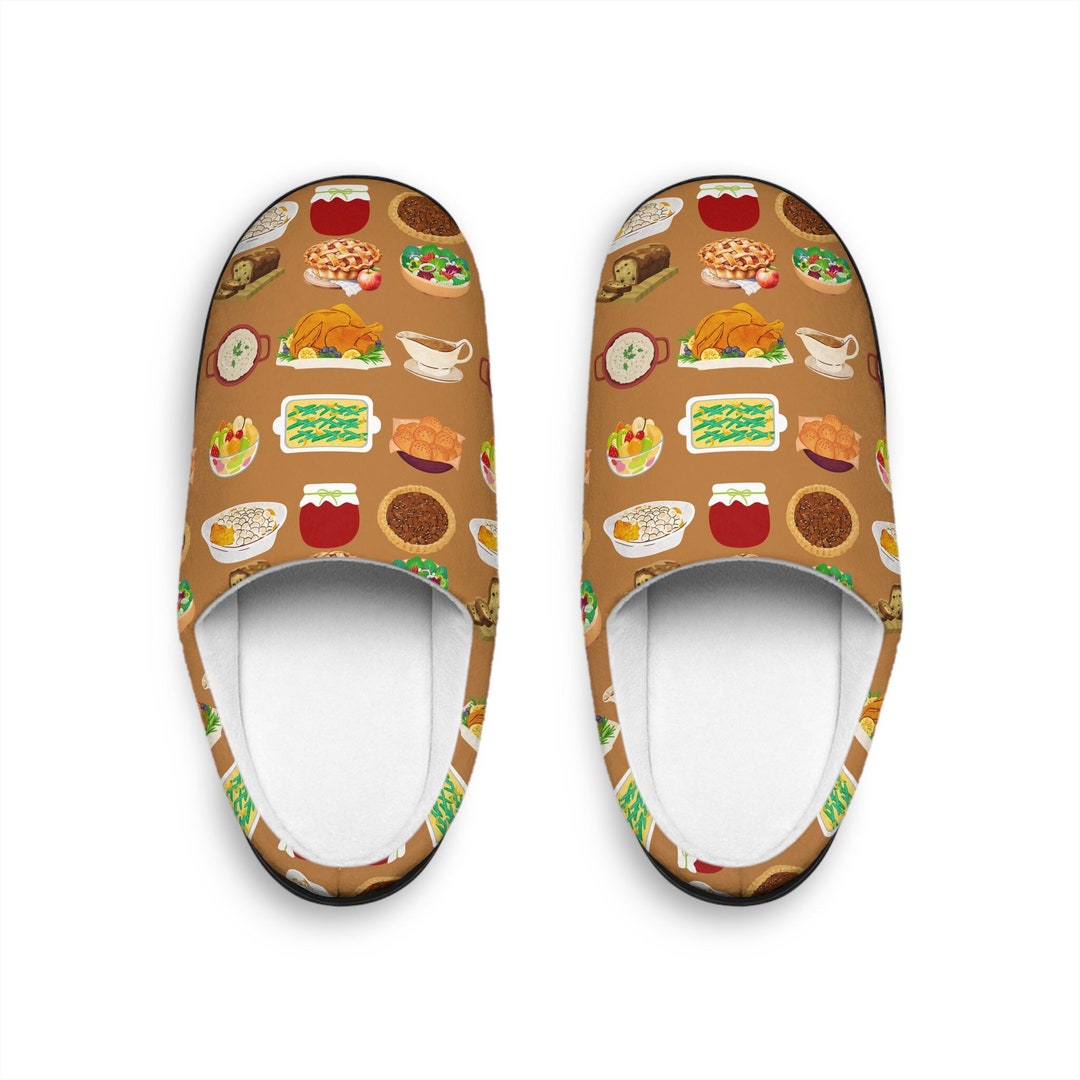Thanksgiving Dinner Host Slippers, Food Host Party Indoor Footwear ...
