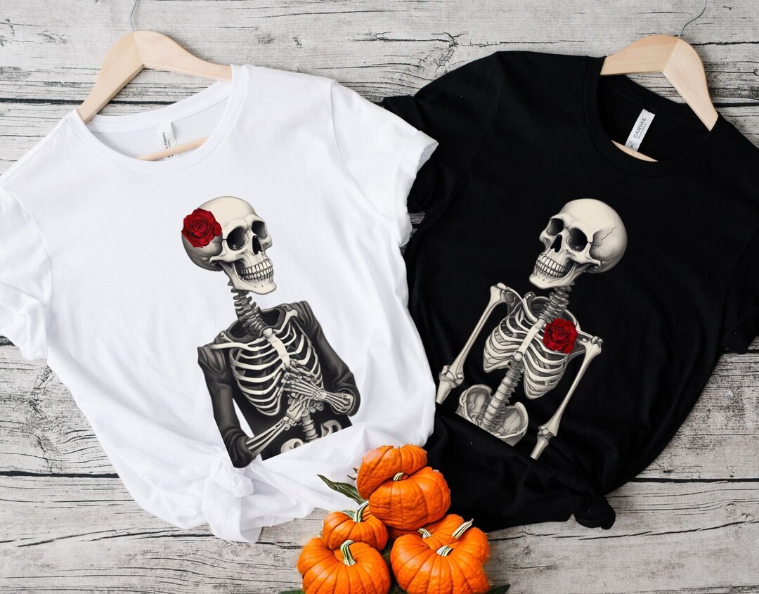 Couples Skeleton Shirts, Goth Wedding, Skeleton Husband and Wife ...