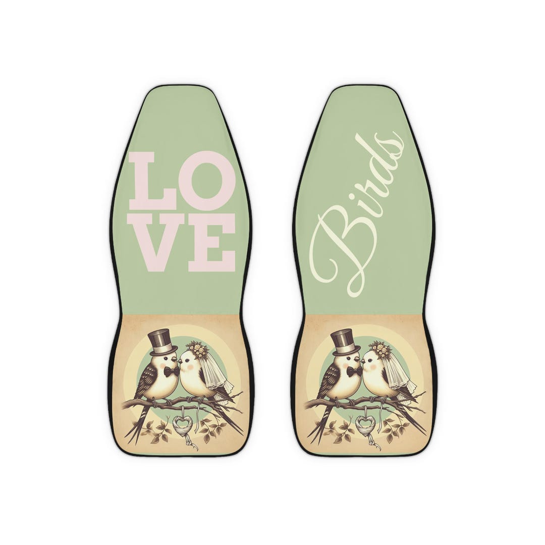Two Love Birds, Just Married Car Seat Covers, Wedding Car Decor ...