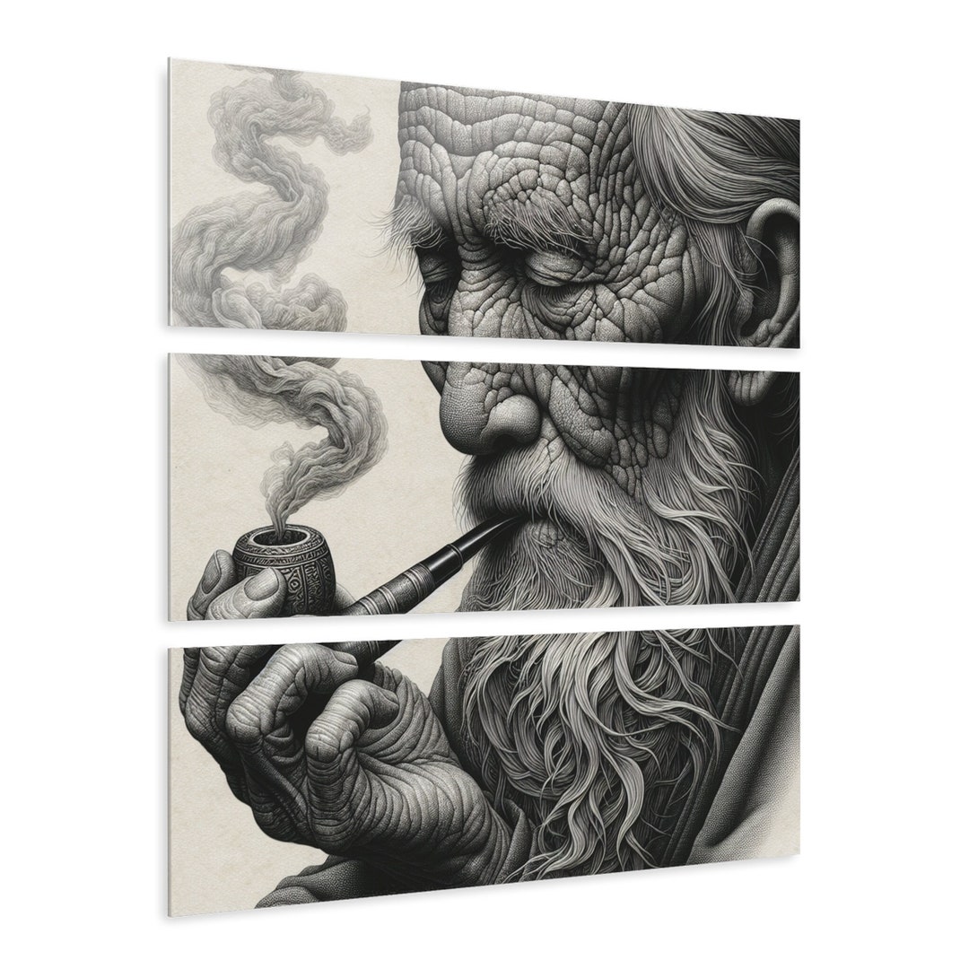 Rustic Old Man, 36x36, Three Piece Wall Art, Three Panel Canvas, Rustic ...