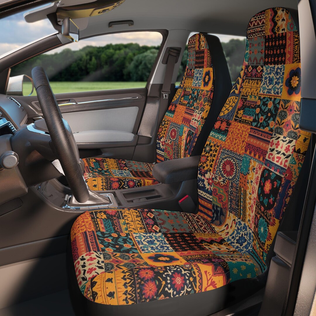 Boho Patchwork Car Seat Covers | Summer Bohemian Pattern Floral ...