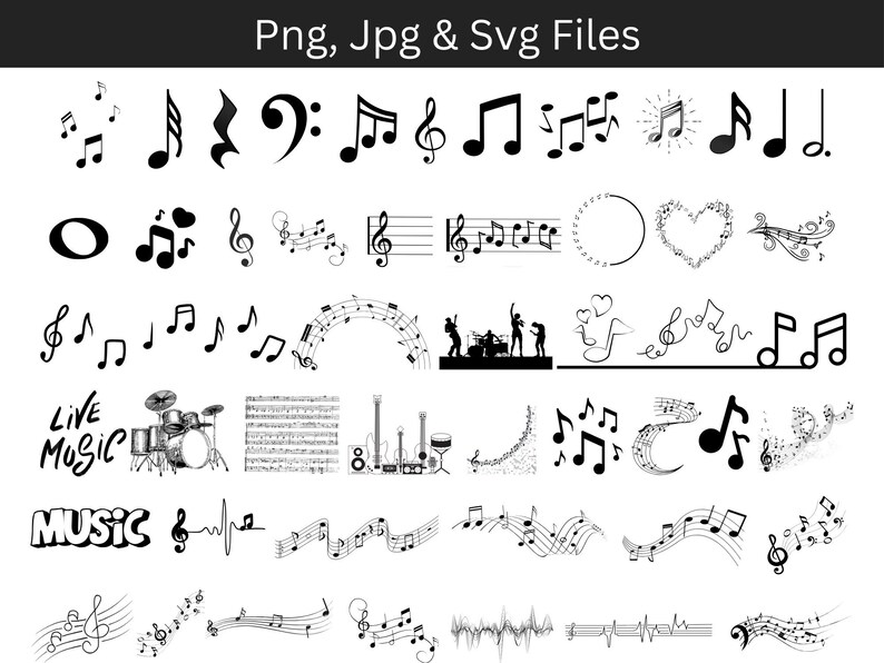 MUSIC NOTES SVG, Music Notes Bundle Svg, Music Notes Clipart , Music ...