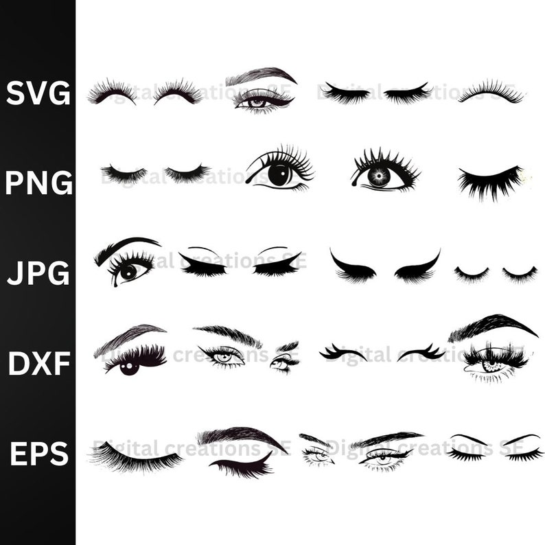 EYELASHES Clipart Bundle, Eyelashes Svg Files, EYELASHES SVG Bundle ...