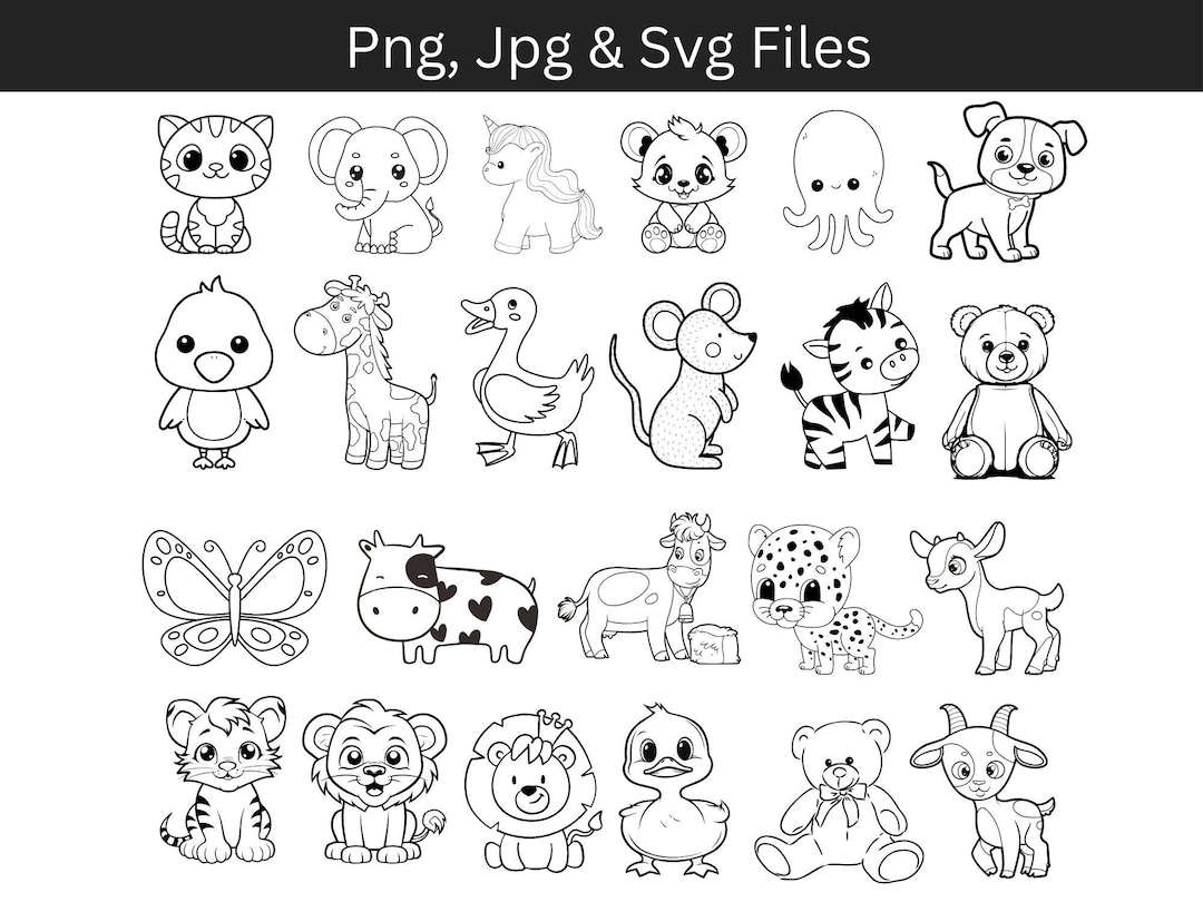 Animals Svg Bundle, Baby Animals Svg, Jungle Animals Svg, Cute Animals ...