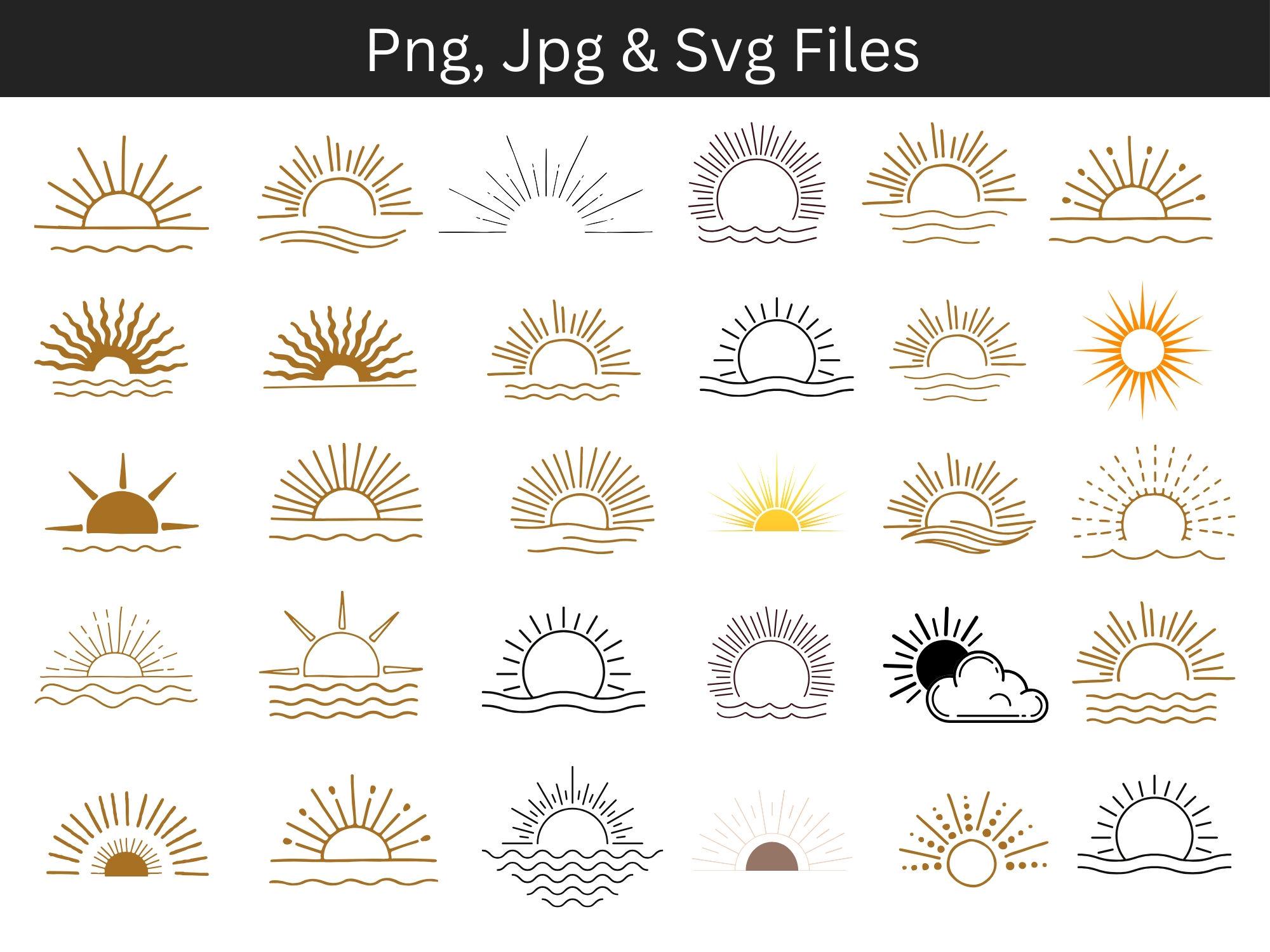 Sunrise SVG, Sun Svg for Cricut, Sunrise Clipart, Sunrise Cut File, Sun ...