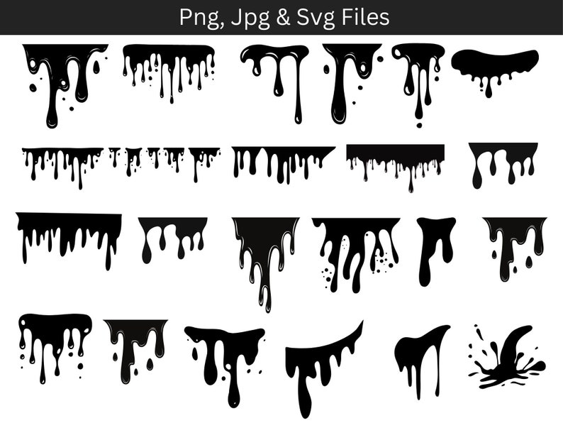DRIPPING BORDERS SVG Bundle, Instant Download, Dripping Borders Clipart ...