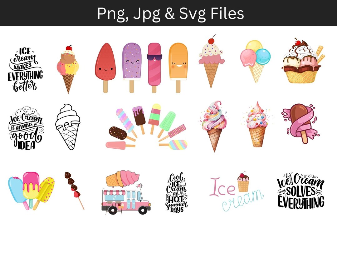 Dulce helado SVG, Cono de helado svg, Lindo clipart de verano, Postre ...