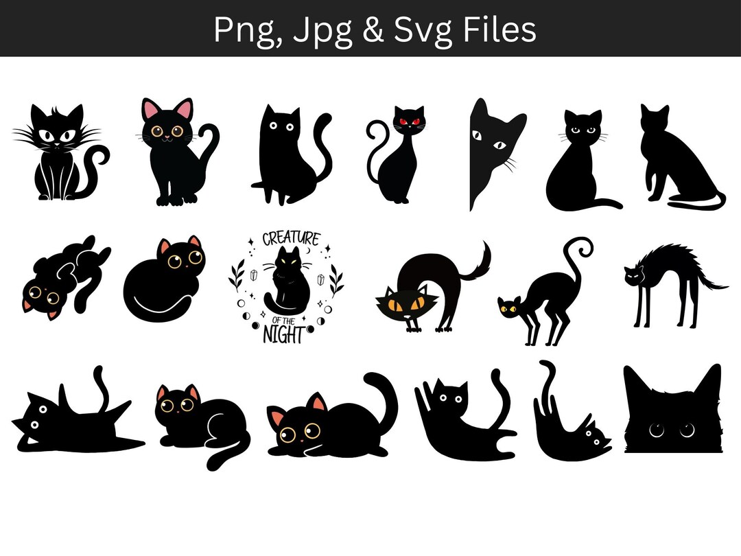Cat SVG Bundle, Cat PNG Bundle, Cat Clipart, Kitten Svg, Cat Silhouette ...