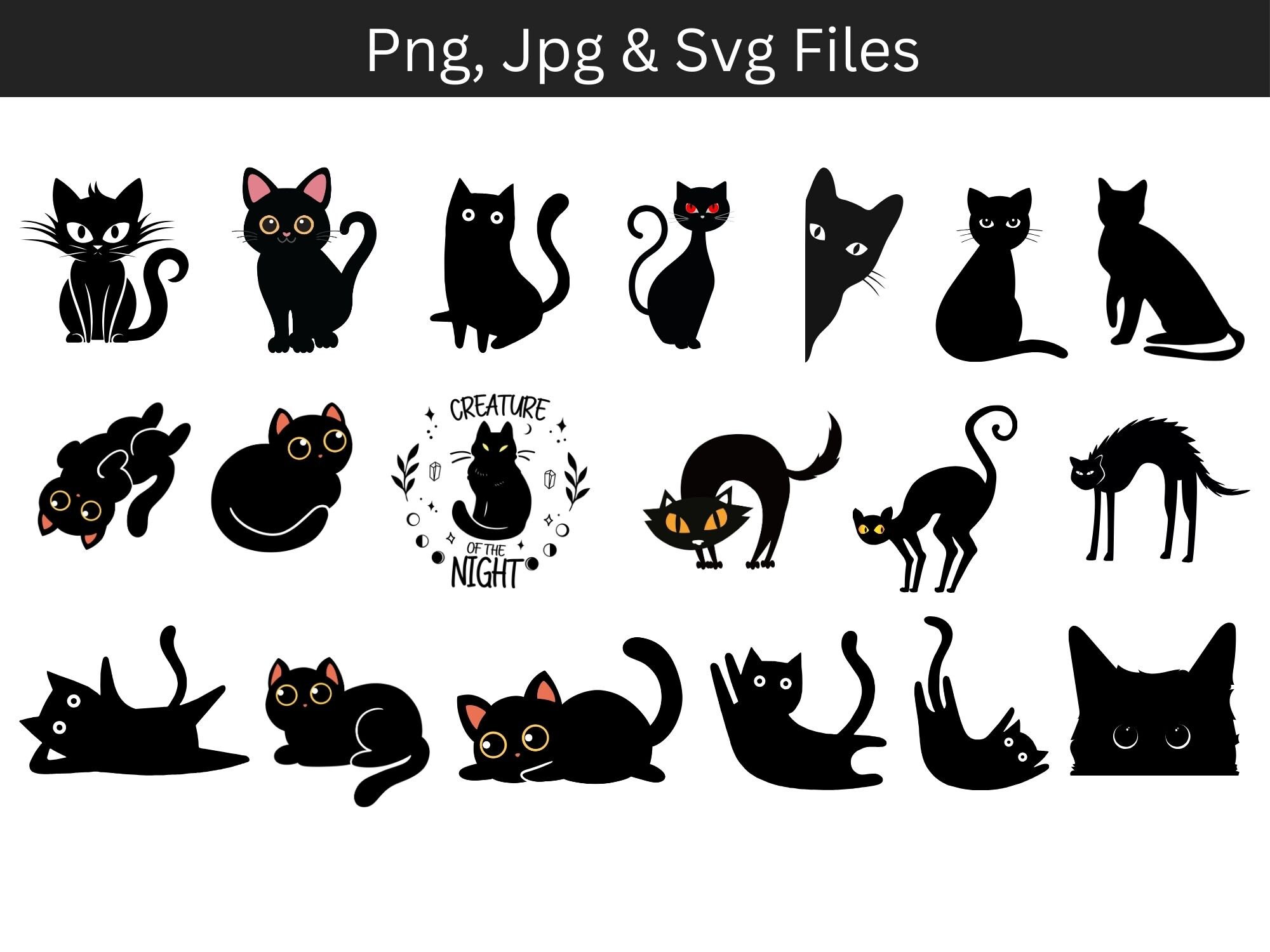 Cat SVG Bundle, Cat PNG Bundle, Cat Clipart, Kitten Svg, Cat Silhouette ...
