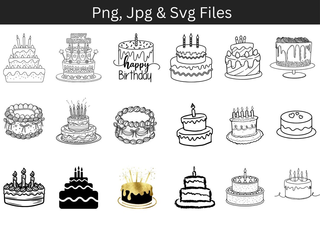 Birthday Cakes Svg, Birthday Svg, Dessert Cake Svg,baking Cake Svg ...