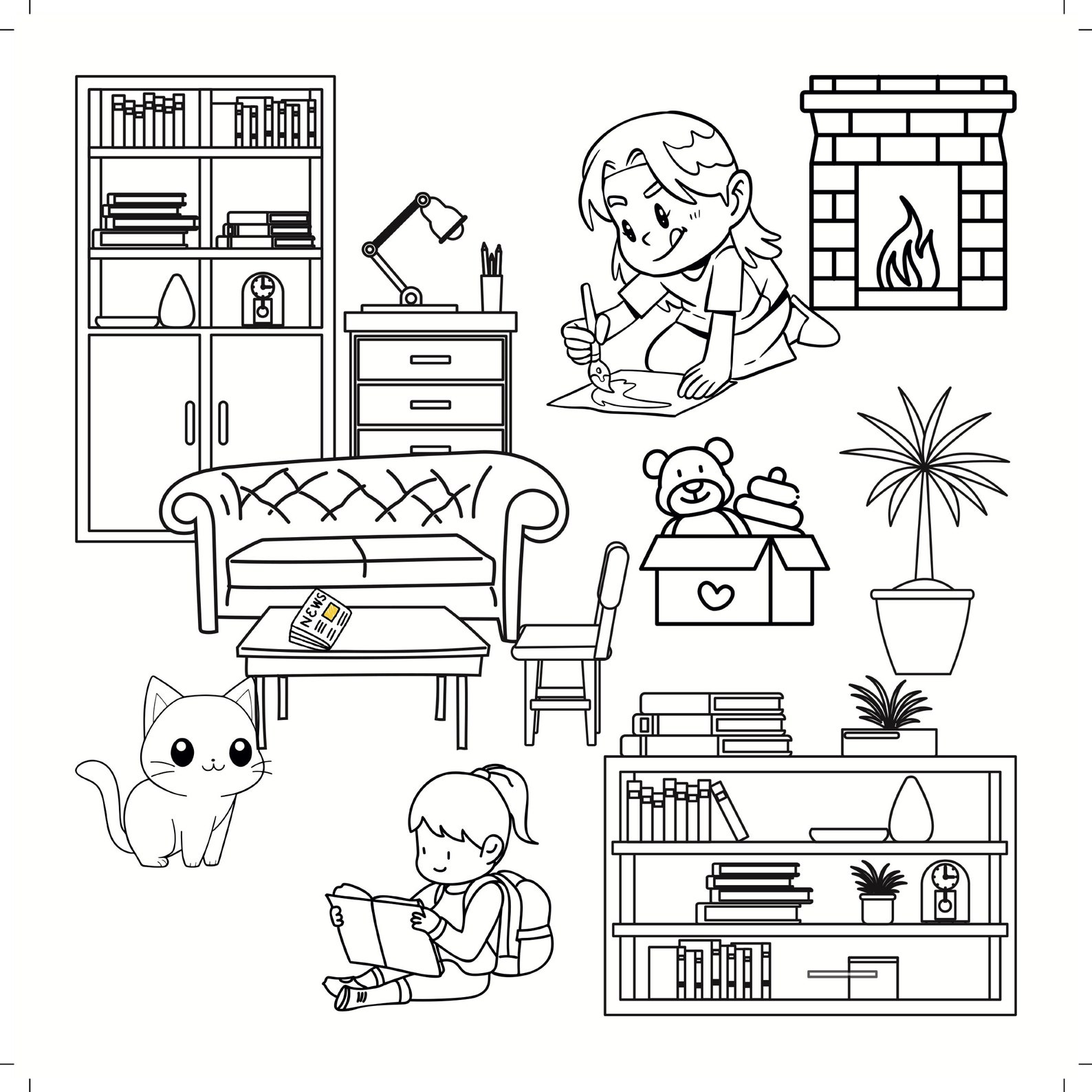 Home Sweet Home Cozy Coloring Pages Everything From a House 13 Pdf ...