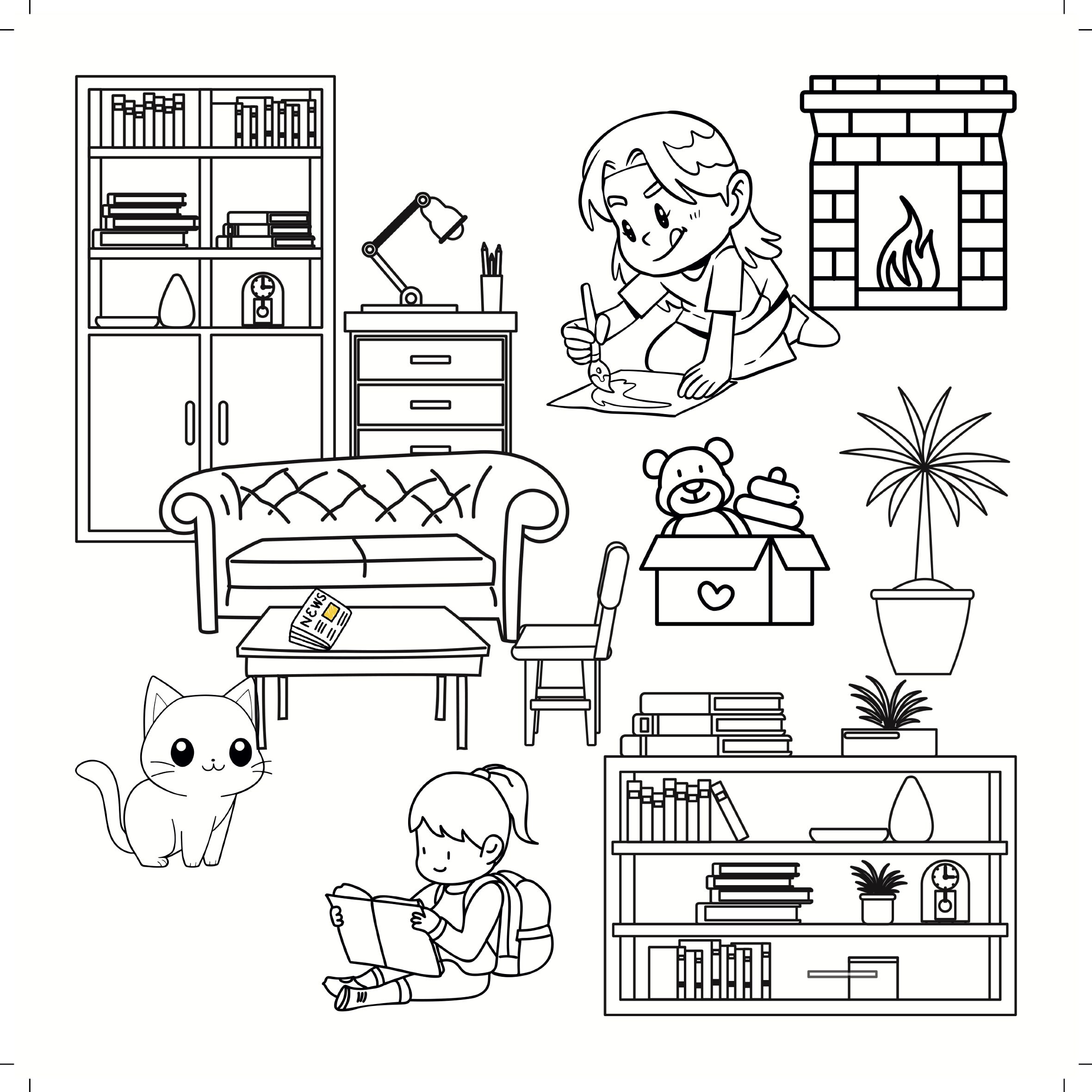 Home Sweet Home Cozy Coloring Pages Everything From a House 13 Pdf ...