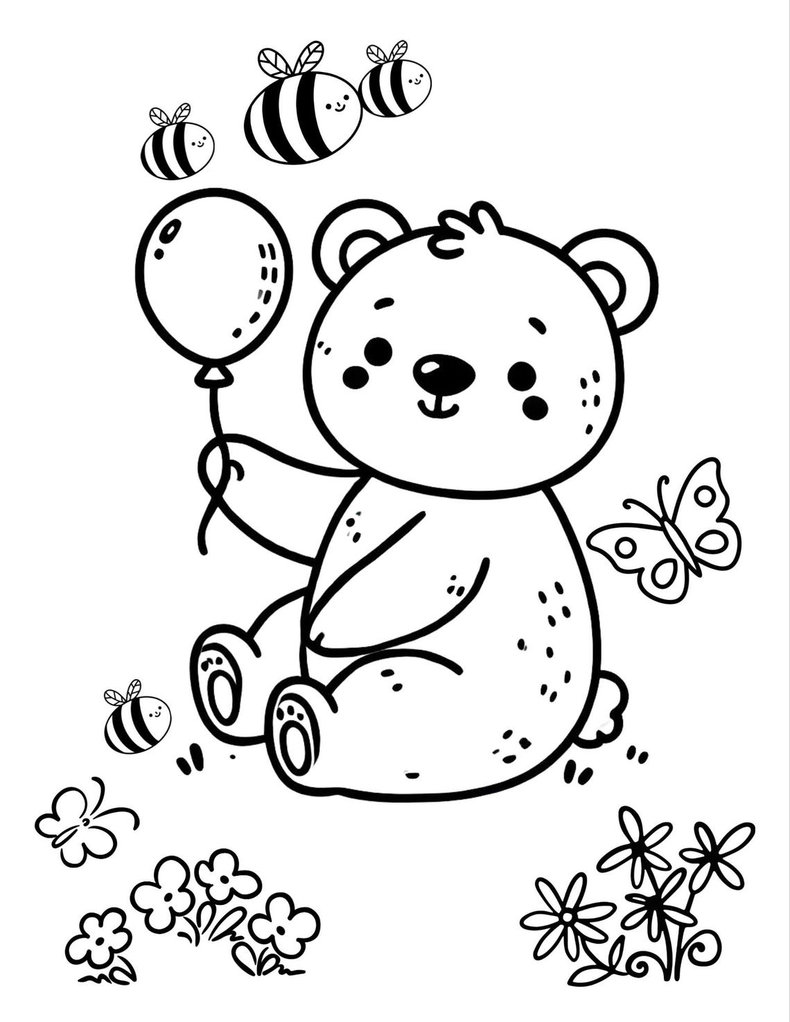 Cutie Bear Coloring Pages Print Out Coloring Page Bear Theme Jungle ...