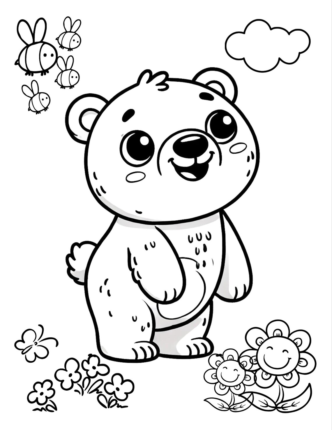 Cutie Bear Coloring Pages Print Out Coloring Page Bear Theme Jungle ...
