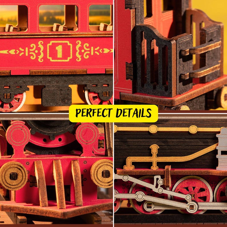 DIY Wizard Train Book Nook Craft Kit, Split Wooden Train Bookshelf ...