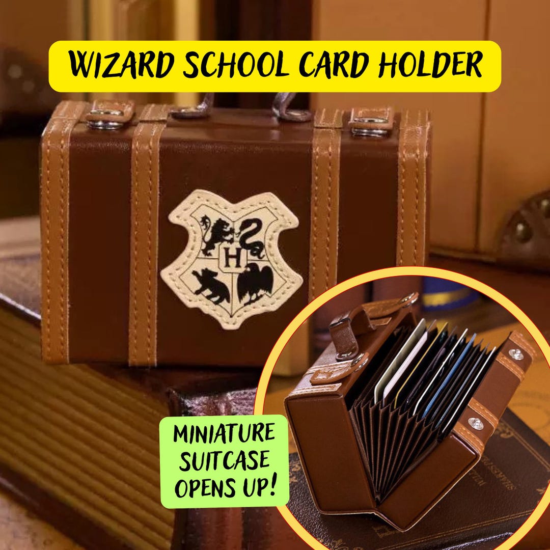 Wizard School Card Holder, Hogwarts Suitcase Card Holder, Harry Suitcase Card Holder, Miniature ...