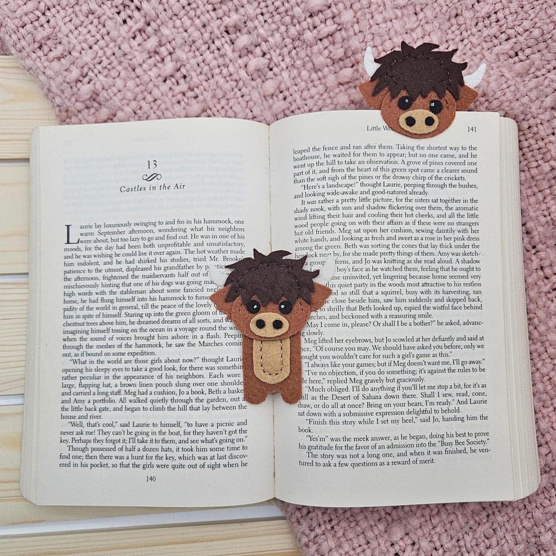 Highland Cow Felt Bookmark, Slit Book Marker, Fabric Bookmark - Etsy