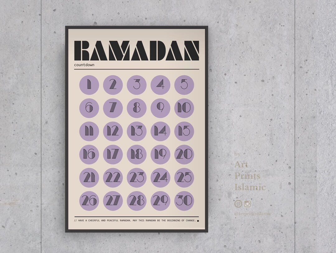 Ramadan Countdown MCM Printable Day Bauhaus Muslim Poster Islamic Art ...