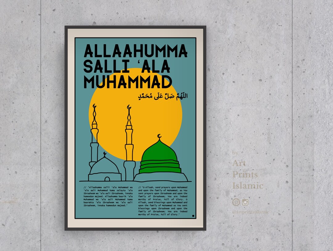 Muslim Poster Printable Blue Masjid Nabawi Art Masjid Wall Art Islamic ...