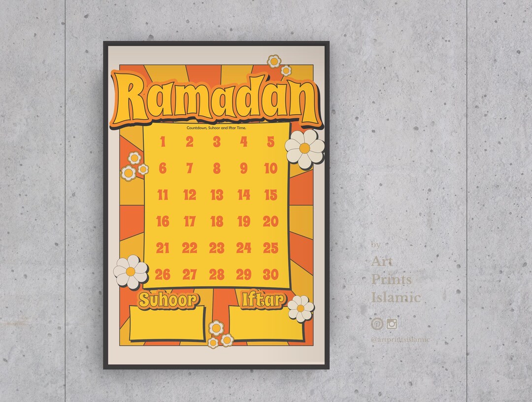 Ramadan Countdown Poster Printable Suhoor Iftar Calendar Maximalist ...