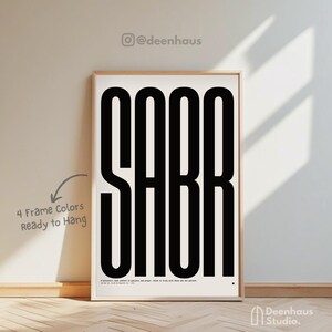 Muslim Poster: SABR Minimalist Typography Islamic Home Decor, Black ...