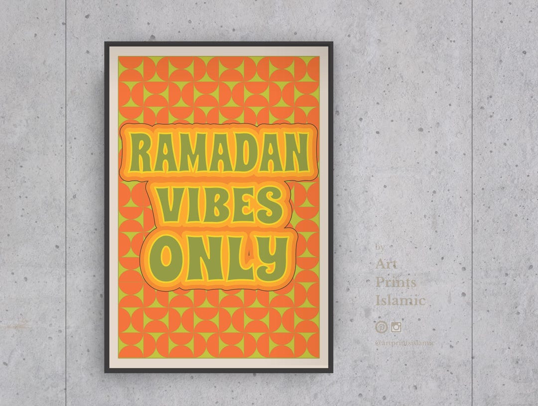 Ramadan Vibes Only Poster Printable Maximalist Vintage Funky Pop Art ...