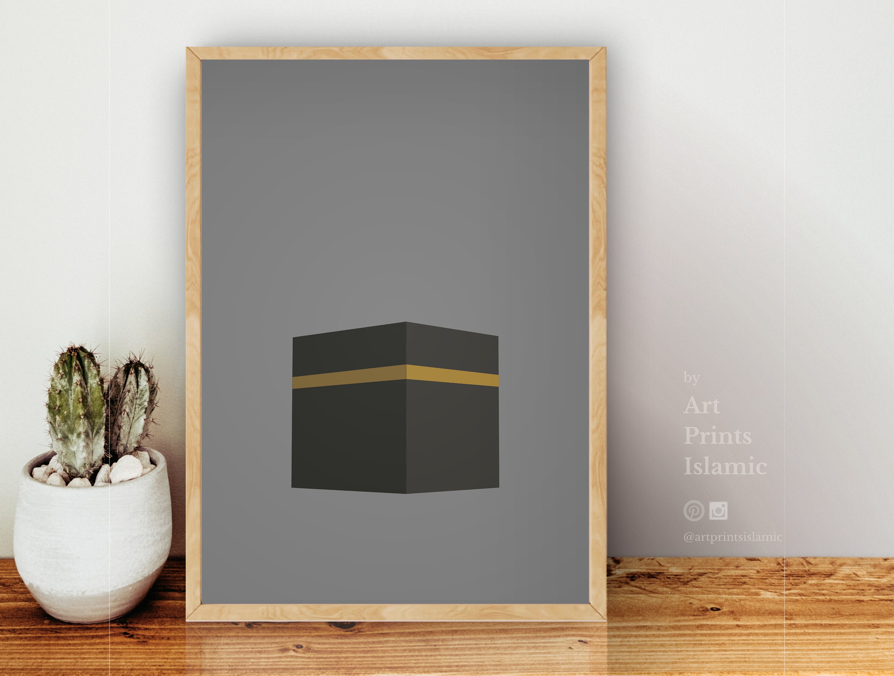 Kaaba Poster Grey Baitullah Allah Mecca Black Islamic Digital Art ...