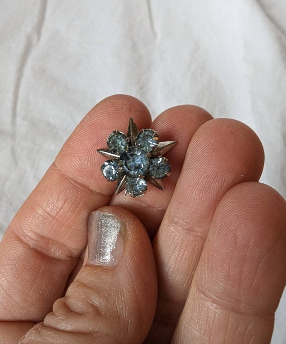 Midcentury icy blue star brooch pin - Gem